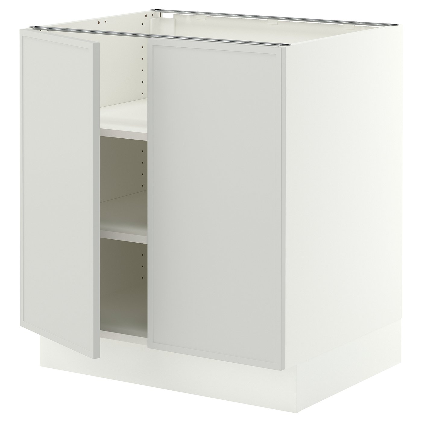 SEKTION base cabinet with shelves/2 doors, white/Aspudden light gray ...