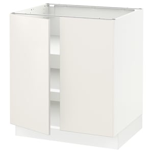 SEKTION base cabinet with shelves/2 doors, white/Veddinge white ...