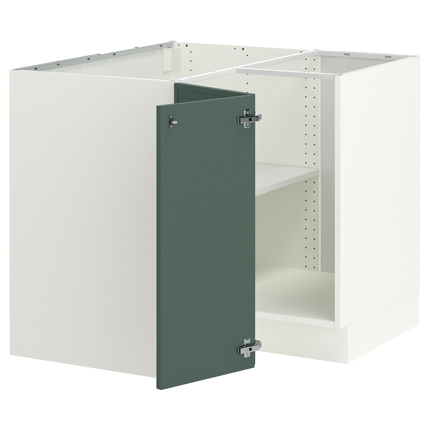 SEKTION corner base cabinet with shelf, white/Aspudden dark gray-green ...