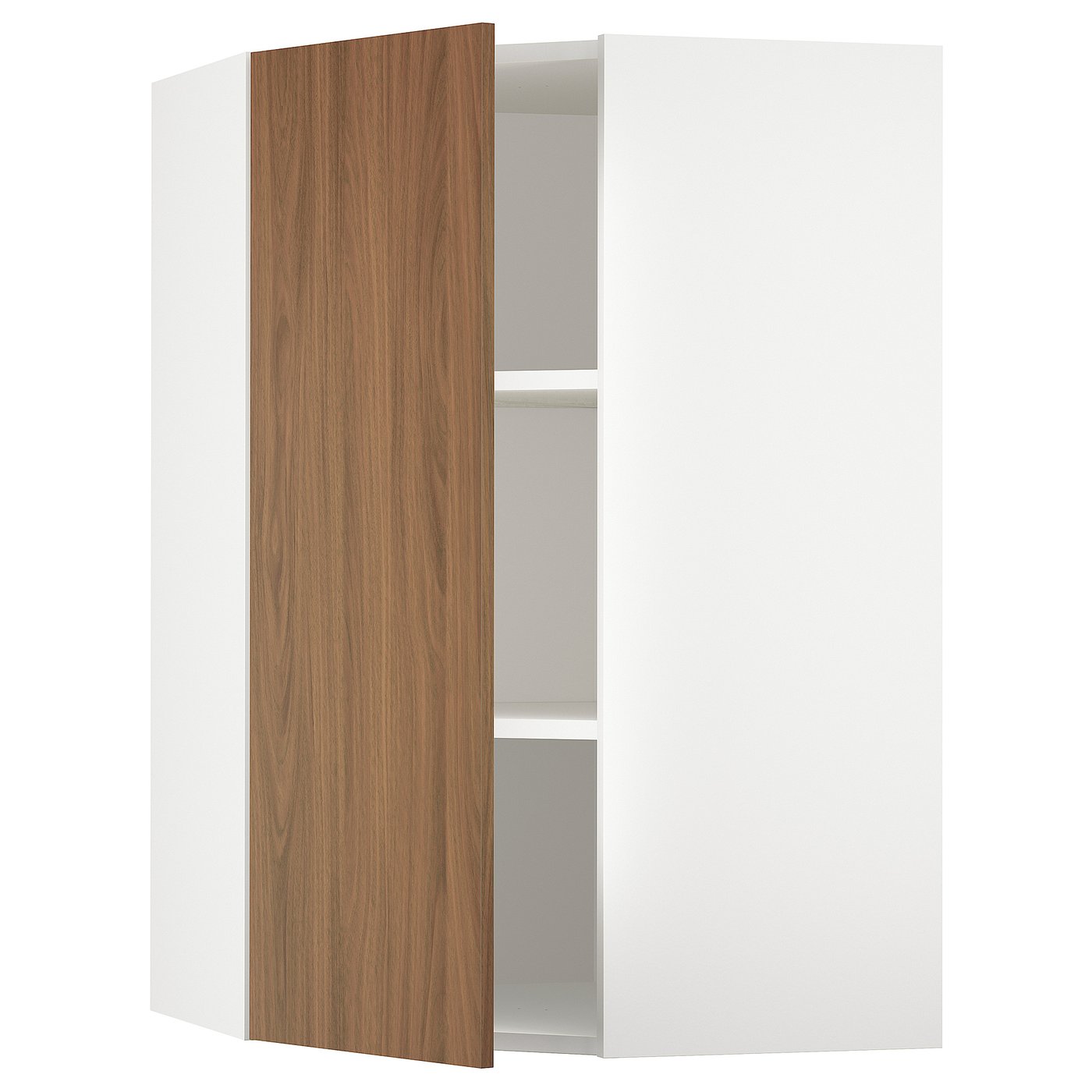 SEKTION corner wall cabinet with shelves, white/Tistorp brown walnut effect, 66x37x102 cm ...