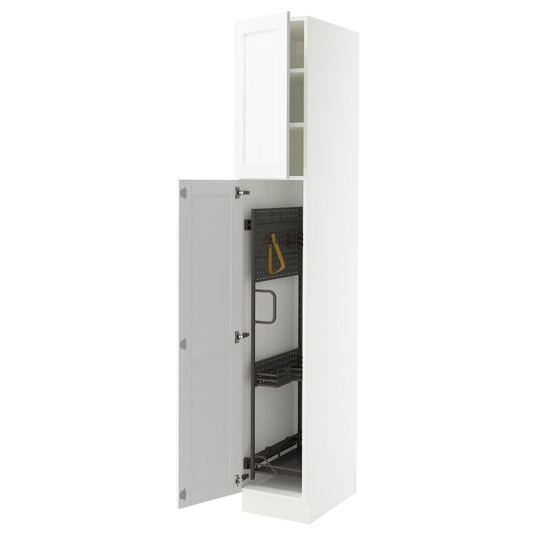 SEKTION high cabinet/pull-out int fittings, white Enköping/white wood ...