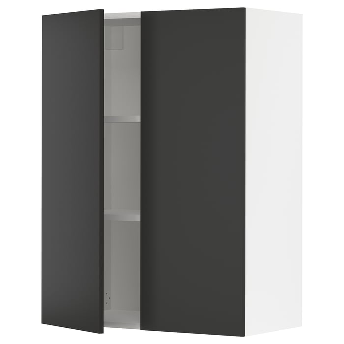 SEKTION wall cabinet with 2 doors, white/Nickebo matt anthracite ...