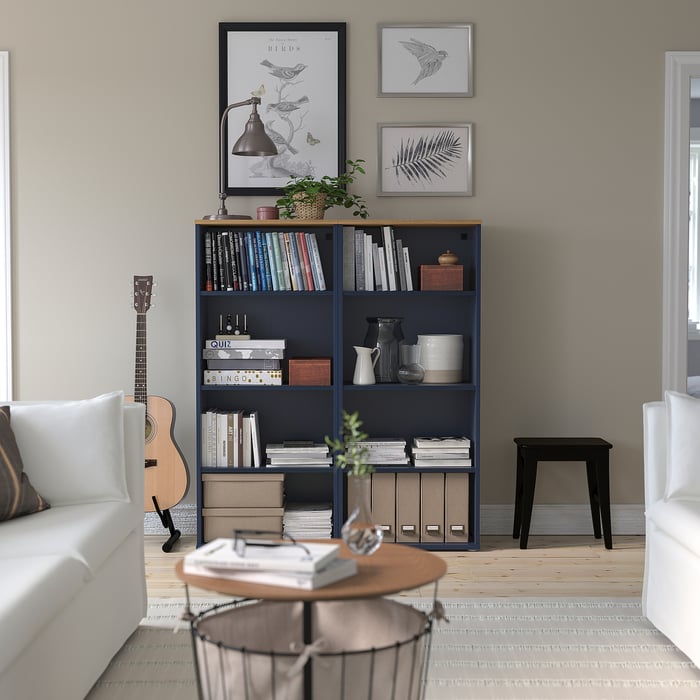 SKRUVBY bookcase, black-blue, 60x140 cm (235/8x551/8") - IKEA CA