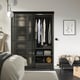 SKYTTA / LUNDBRÄSMA sliding door combination, black/checkered glass ...