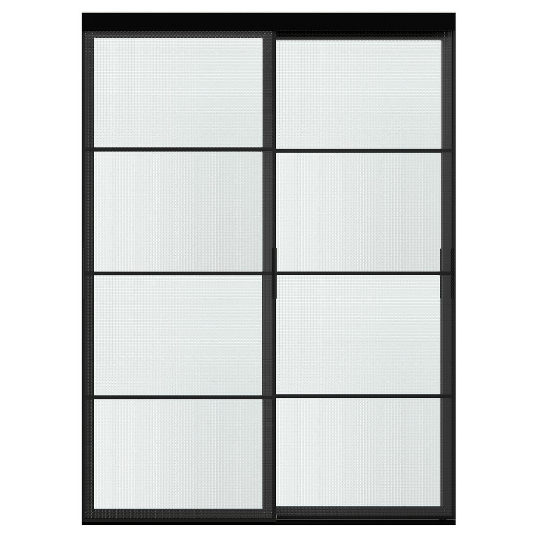 SKYTTA / LUNDBRÄSMA sliding door combination, black/checkered glass ...