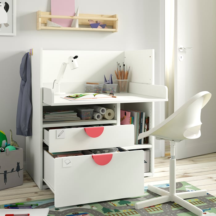 SMÅSTAD desk, white lilac/with 2 drawers, 90x80x100 cm (353/8x311/2x393 ...