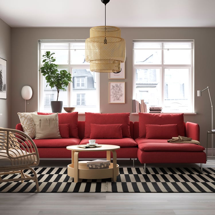 SÖDERHAMN Sofa with chaise lounge, Tonerud red - IKEA CA