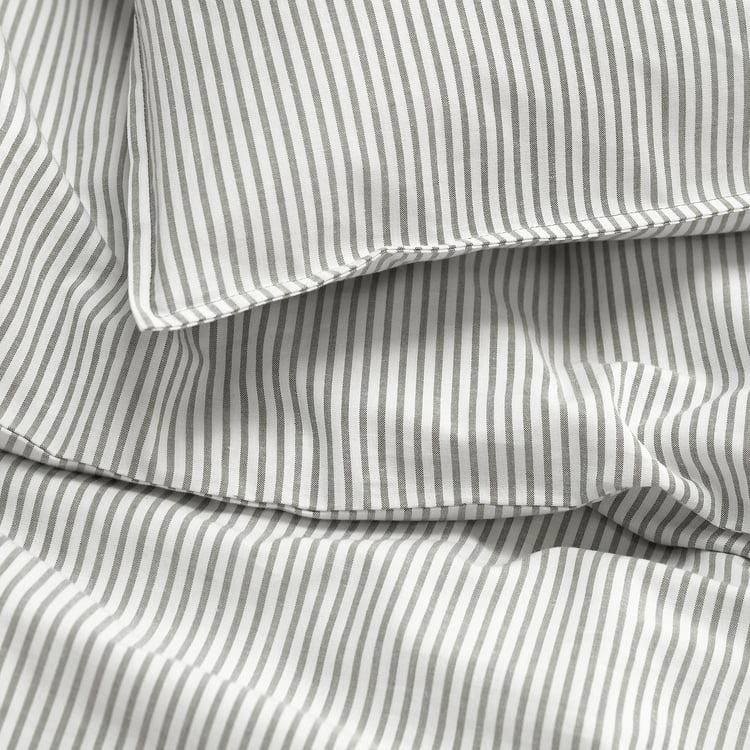 SOLFIBBLA duvet cover and pillowcase(s), gray white/stripe, Full/Queen ...
