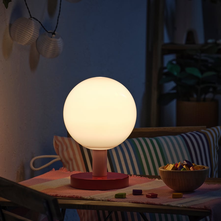 SOLVINDEN LED decorative light, battery operated globe/red light pink ...
