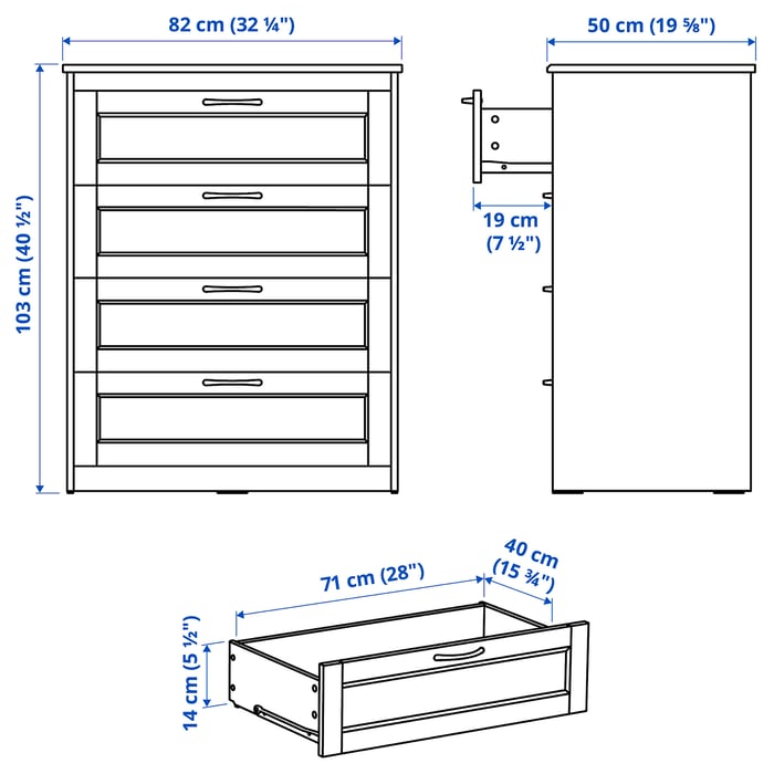 SONGESAND 4-drawer chest, white, 82x103 cm (321/4x401/2") - IKEA CA