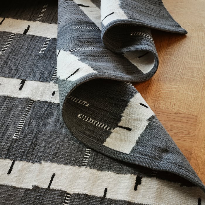 STOCKHOLM 2025 rug, flatwoven, gray/white/black handwoven, 170x240 cm ...