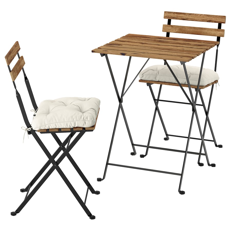 TÄRNÖ bistro set, outdoor, black/light brown stained foldable/foldable ...