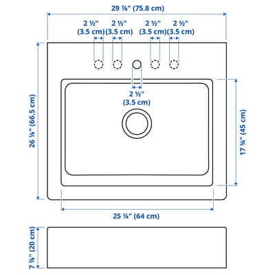 TALLSJÖN apron front sink, dark gray/stone effect, 76x67 cm (297/8x261 ...