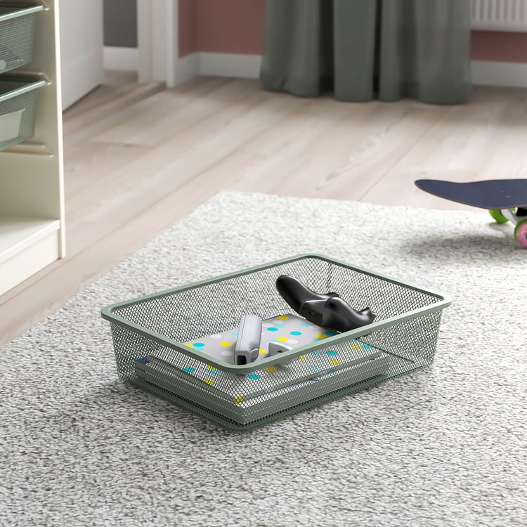 TROFAST storage combination with boxes, white/light green-gray ...