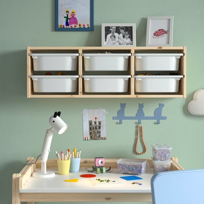 TROFAST wall storage, light white stained pine/white, 93x21x30 cm (365 ...