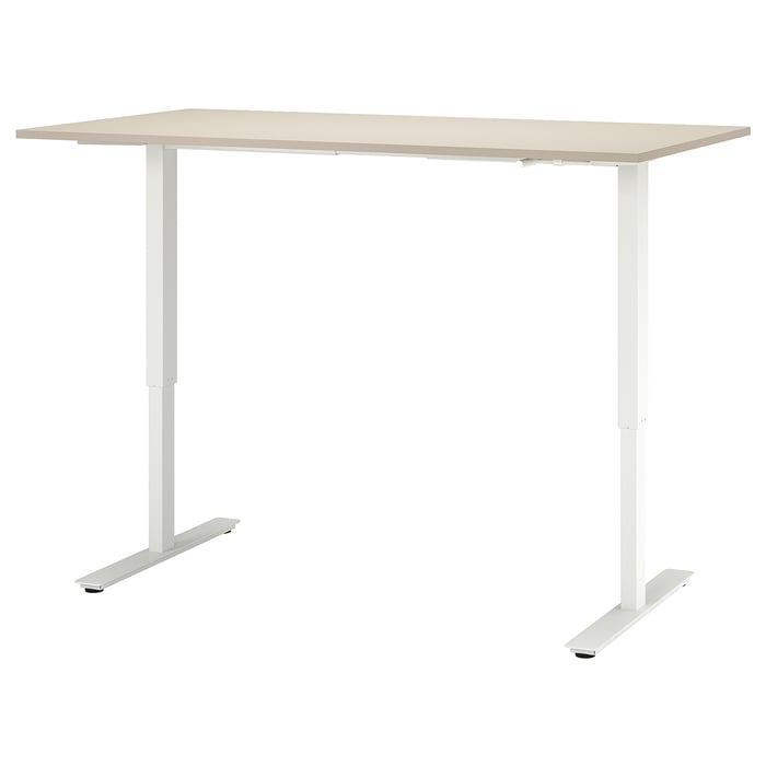 TROTTEN desk sit/stand, beige/white, 160x80 cm (63x311/2") - IKEA CA
