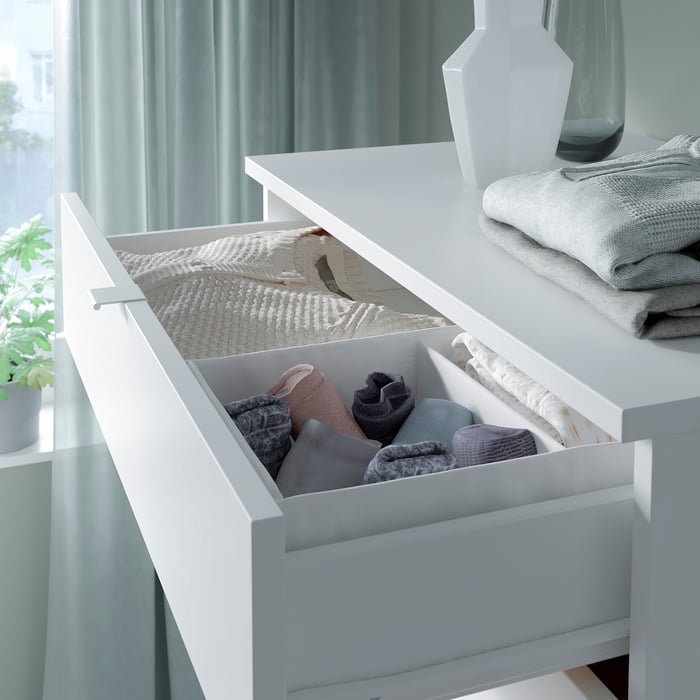 VIHALS 6-drawer dresser, white/anchor/unlock-function, 70x47x120 cm ...