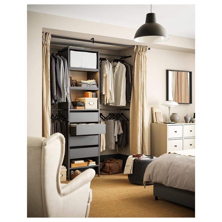 AURDAL agencement armoire-penderie, gris foncé, 174-240x40x221 cm (681/ ...