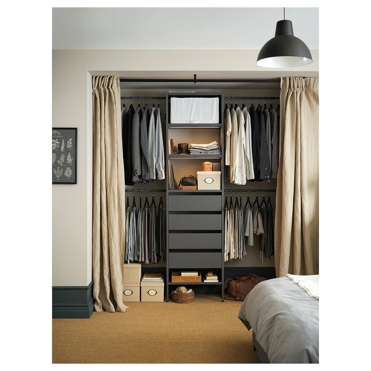 AURDAL agencement armoire-penderie, gris foncé, 174-240x40x221 cm (681/ ...