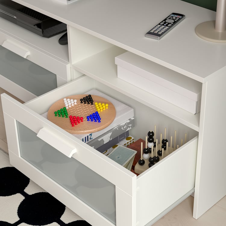 BRIMNES rangement télé à portes vitrées, blanc, 280x41x190 cm (1101 ...