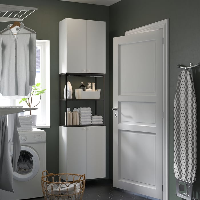 ENHET rangement, anthracite/blanc, 61x32x229 cm (24x123/4x90") - IKEA CA
