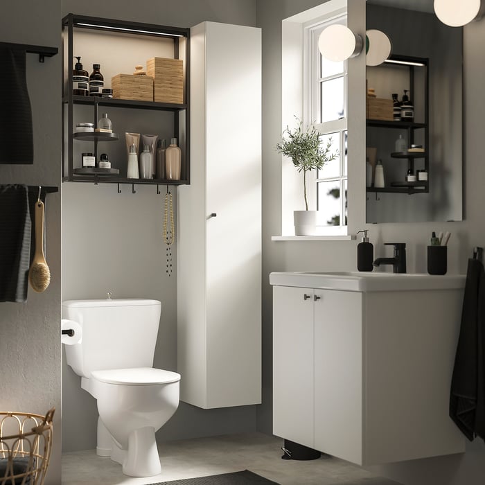 ENHET salle de bains, anthracite/blanc, 61 cm (24") - IKEA CA
