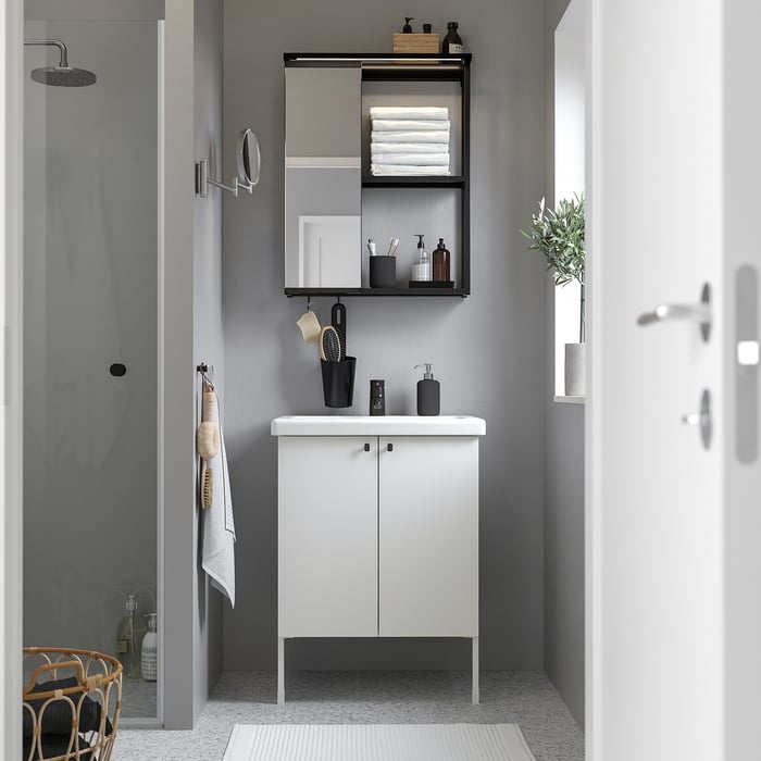 ENHET salle de bains, anthracite/blanc, 60.9 cm (24") - IKEA CA