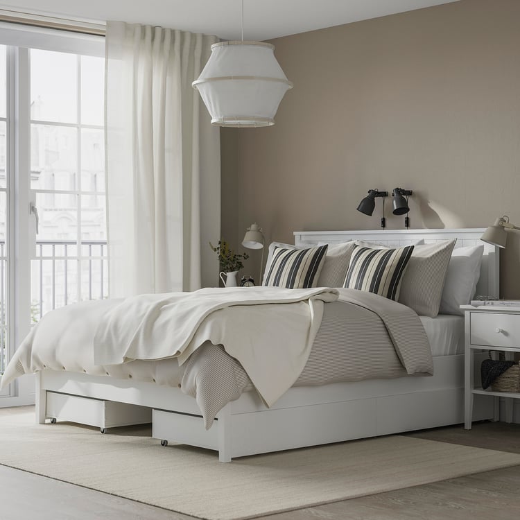 GULLABERG structure de lit + 4 coffres, blanc, Très grand2 places - IKEA CA