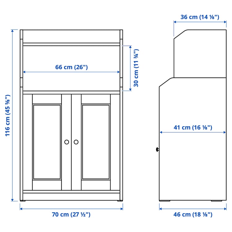 HAUGA agencement télé/rangement, blanc, 276x46x116 cm (1085/8x181/8x455 ...