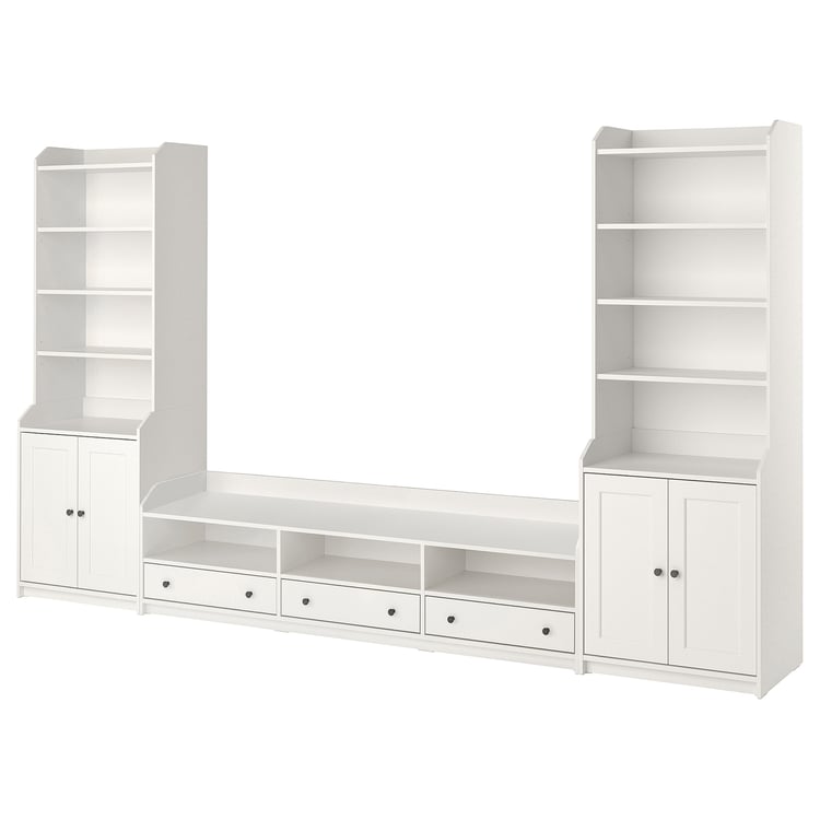 HAUGA agencement télé/rangement, blanc, 346x46x199 cm (1361/4x181/8x783 ...