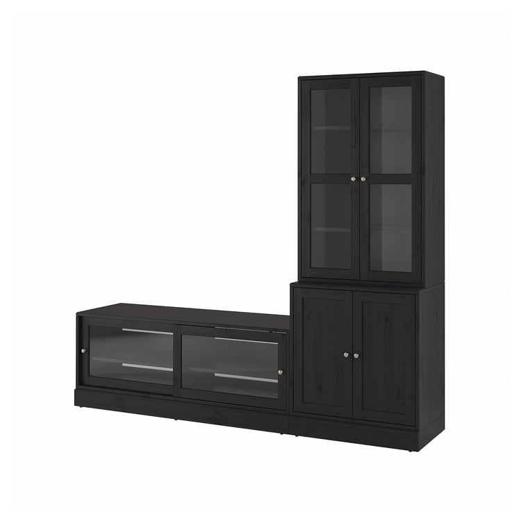 HAVSTA rangement télé à portes vitrées, noir, 241x47x212 cm (947/8x181 ...