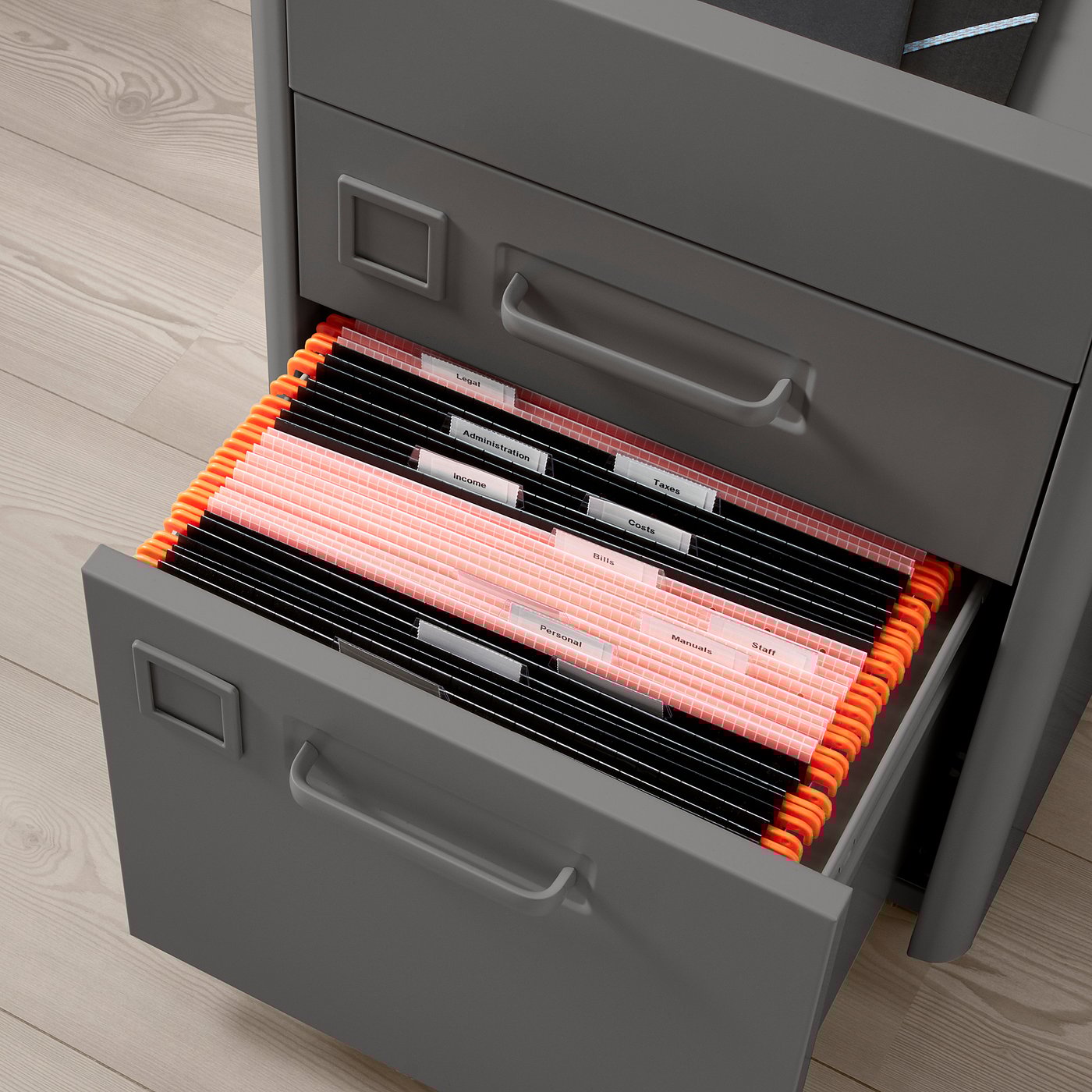 IDÅSEN Caisson-tiroirs à roulettes, gris foncé, 161/2x24" (42x61 cm) - IKEA