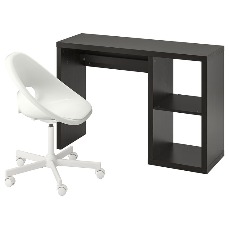 KALLAX / LOBERGET bureau et chaise, brun-noir/blanc - IKEA CA