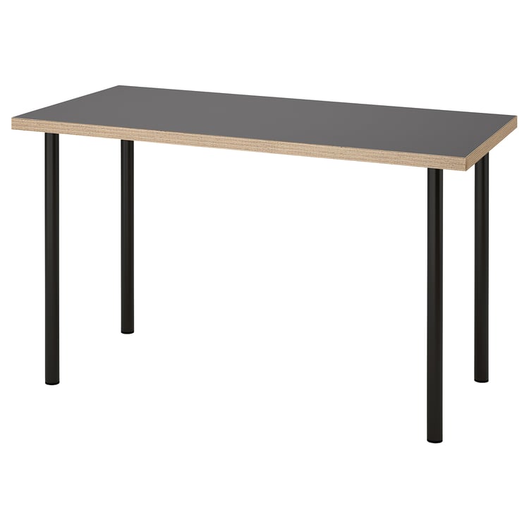 LAGKAPTEN / ADILS bureau, gris/effet bois noir, 120x60 cm (471/4x235/8 ...