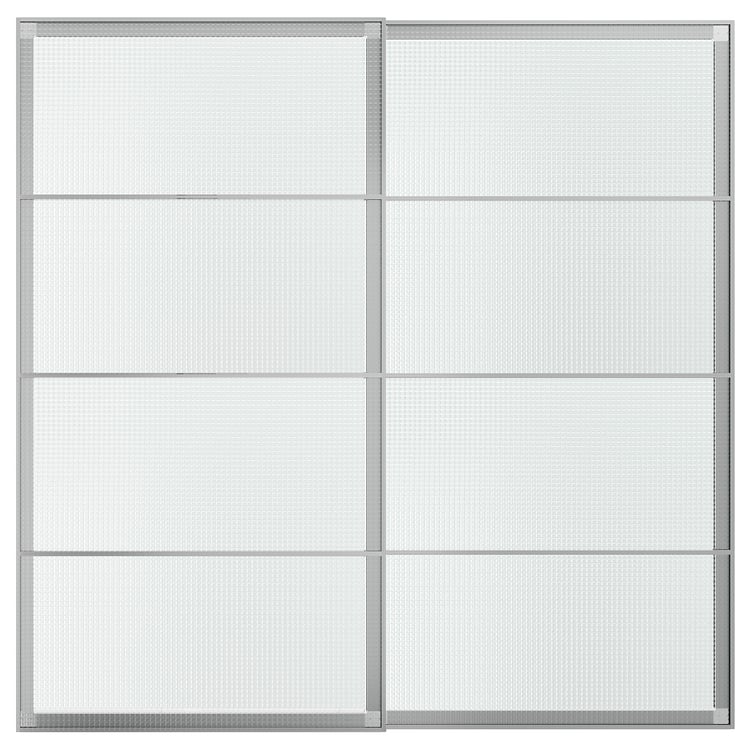 LUNDBRÄSMA portes coulissantes, 2 pièces, aluminium/verre à carreaux ...