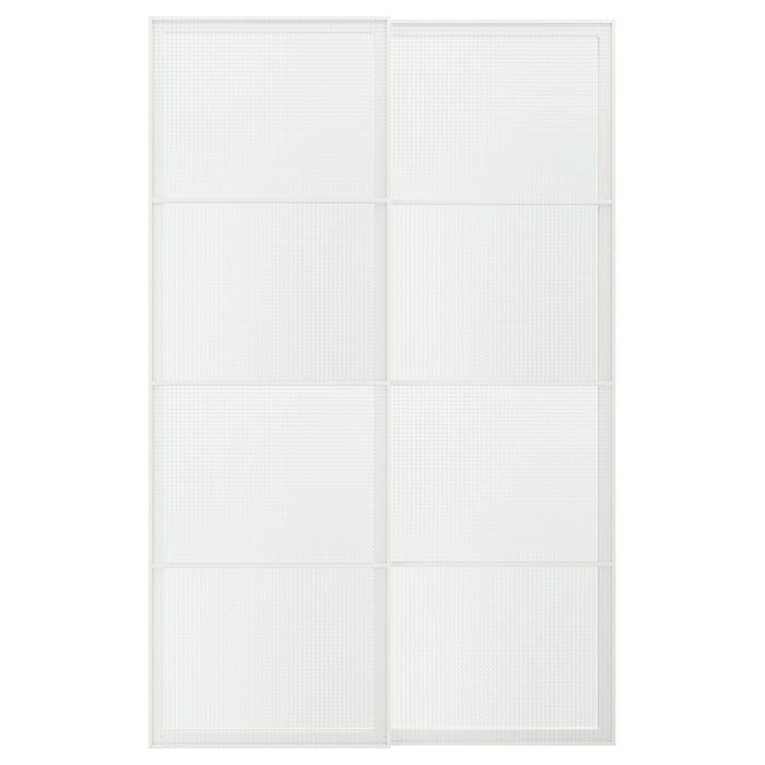 LUNDBRÄSMA portes coulissantes, 2 pièces, blanc/verre à carreaux ...
