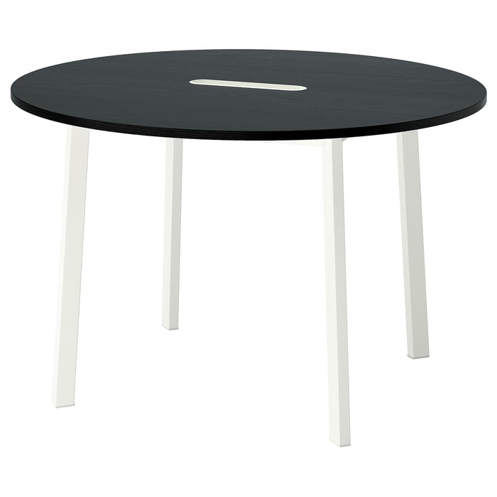 MITTZON table conférence, rond frêne plaqué teinté noir/blanc, 120x75 cm (471/4x291/2") - IKEA CA