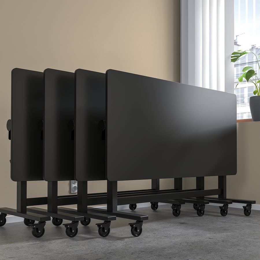 MITTZON table pliante à roulettes, noir, 140x70 cm (551/8x271/2") - IKEA CA