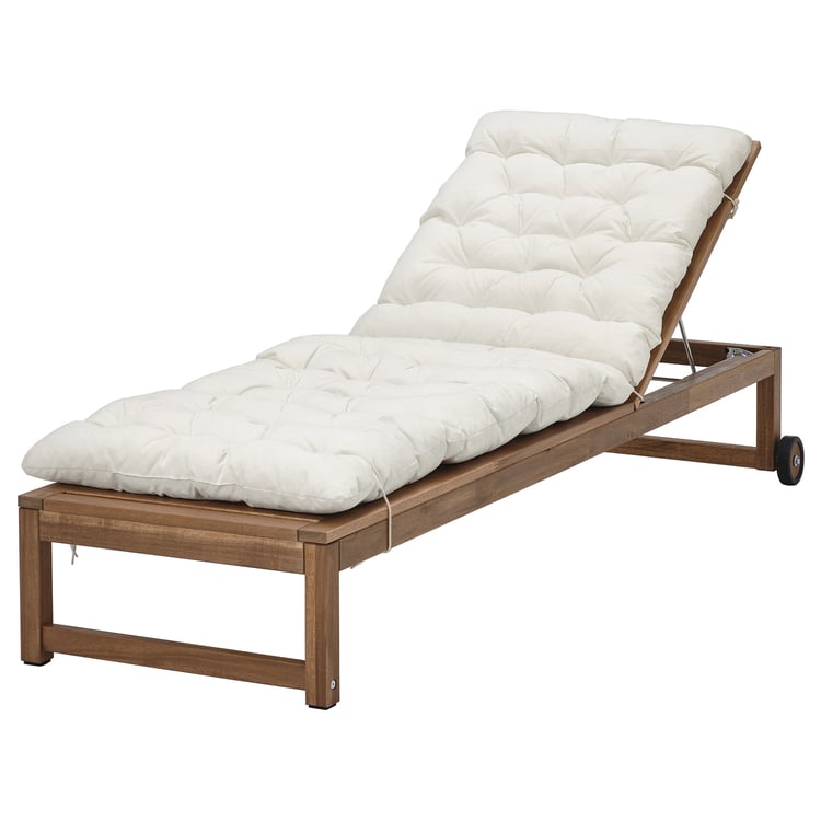 NÄMMARÖ chaise longue, extérieur teinté brun clair/Kuddarna gris-beige ...