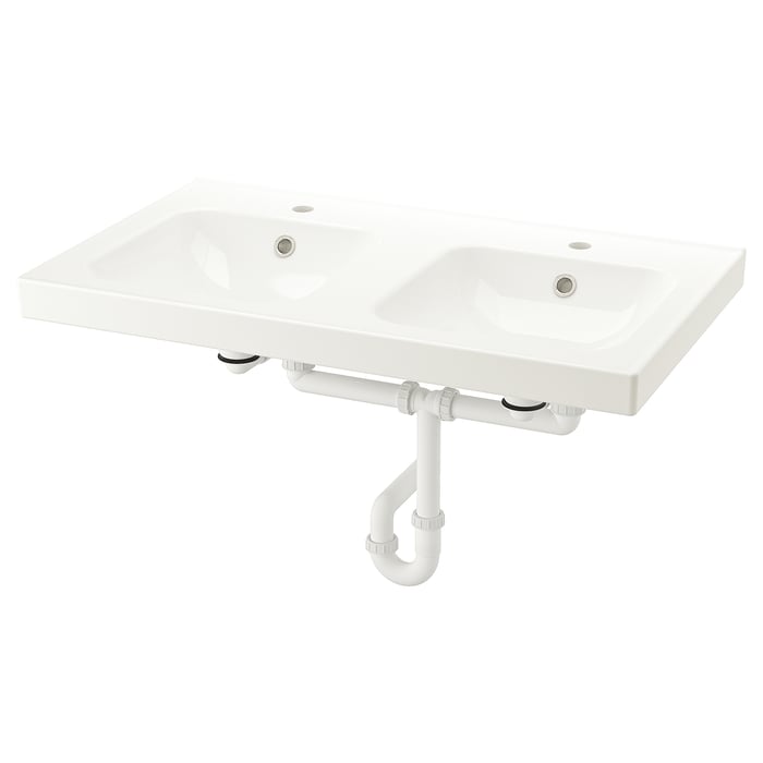 ORRSJÖN lavabo double avec siphon, blanc, 94.1x55.3 cm (37x213/4 ...