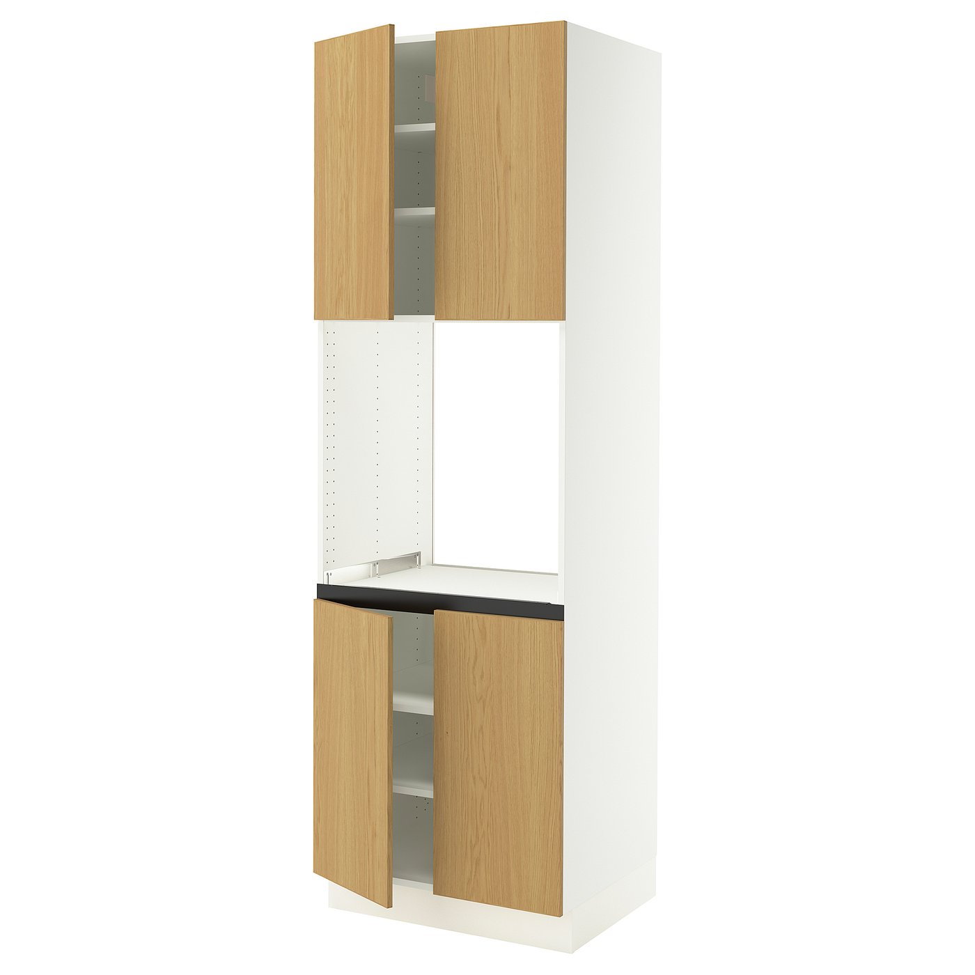 SEKTION armoire haute four 4 ptes, blanc/Sinarp chêne plaqué, 76x61x229 ...