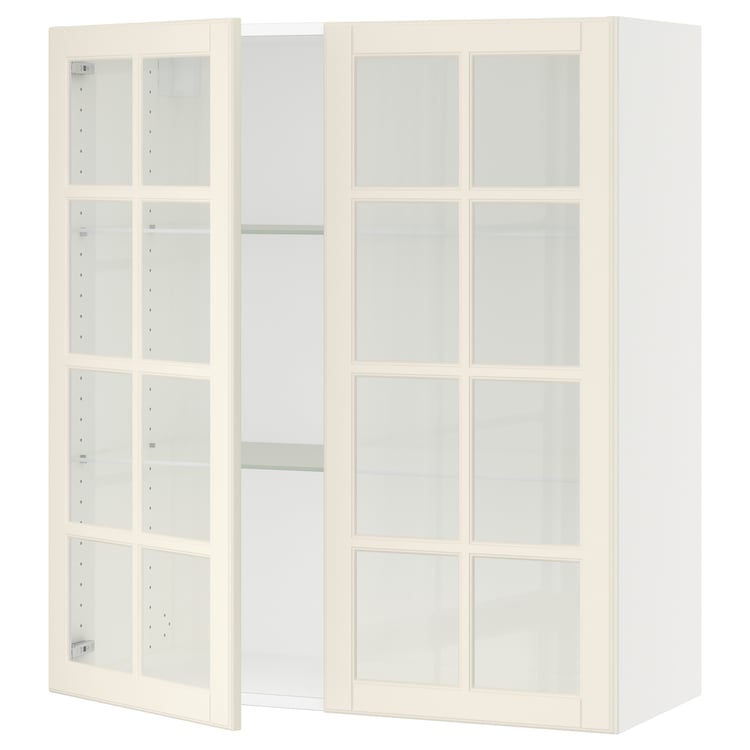 SEKTION armoire murale 2 portes vitrées, blanc/Bodbyn blanc cassé ...