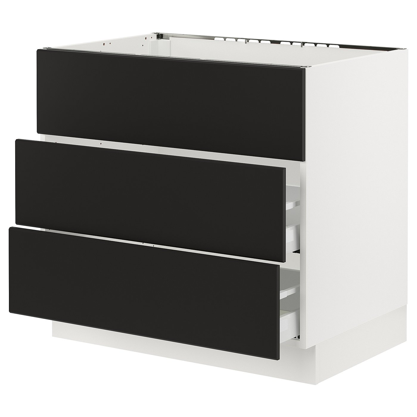 SEKTION / MAXIMERA arm inf tbl cuis/hotte int av tir, blanc/Nickebo ...