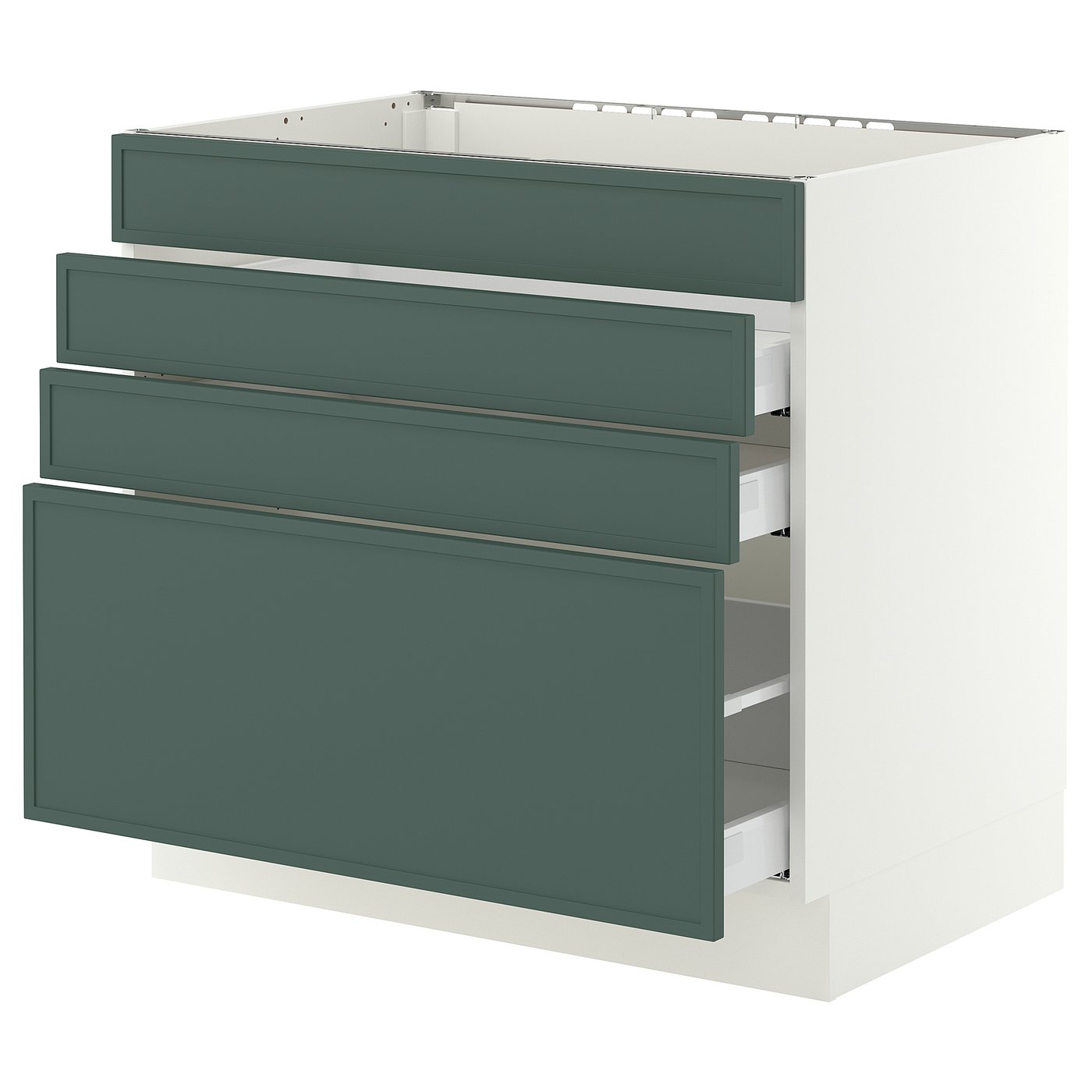 SEKTION / MAXIMERA armoire inf tbl cuis/4f/3t, blanc/Aspudden gris-vert ...