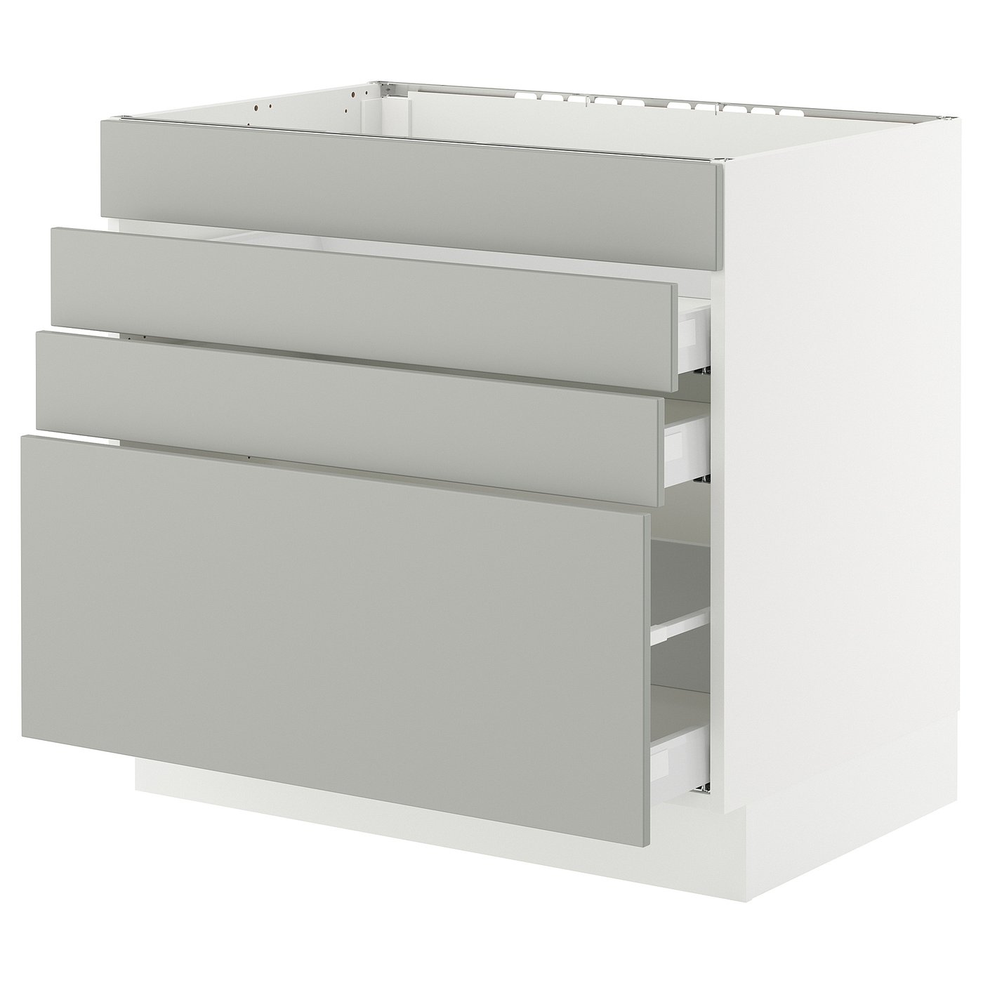 SEKTION / MAXIMERA armoire inf tbl cuis/4f/3t, blanc/Havstorp gris ...