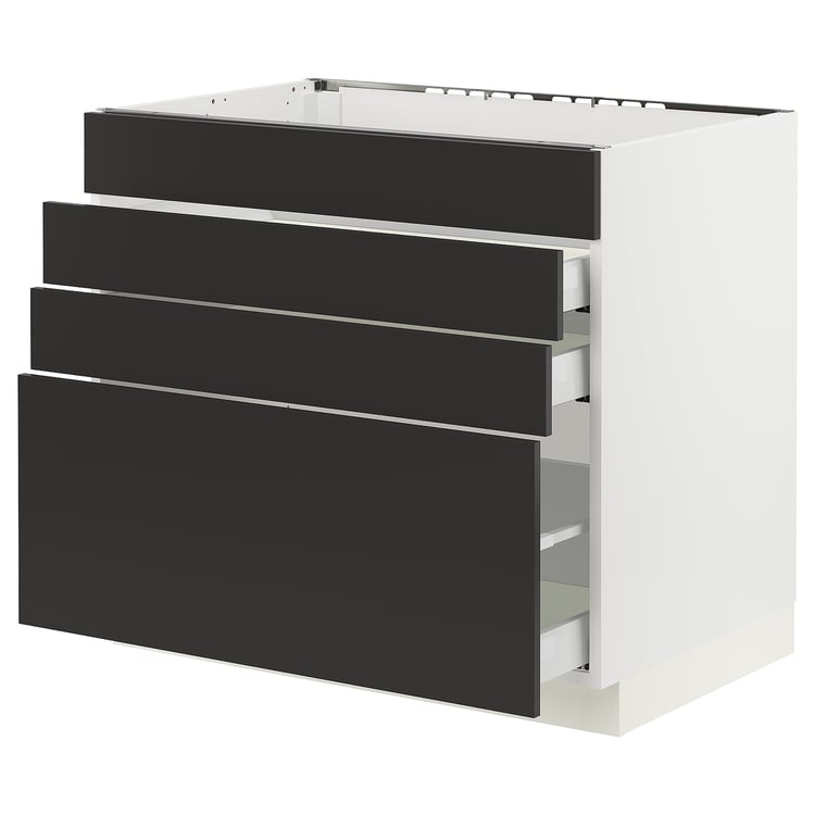 SEKTION / MAXIMERA armoire inf tbl cuis/4f/3t, blanc/Nickebo anthracite ...