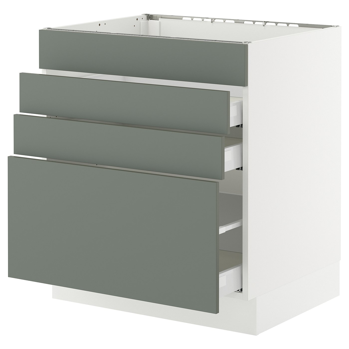 SEKTION / MAXIMERA armoire inf tbl cuis/4f/3t, blanc/Nickebo gris -vert ...