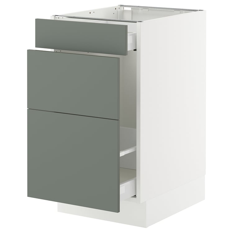 SEKTION / MAXIMERA armoire inf tri/3 faces, blanc/Nickebo gris -vert mat, 46x61x76 cm (18x24x30 ...