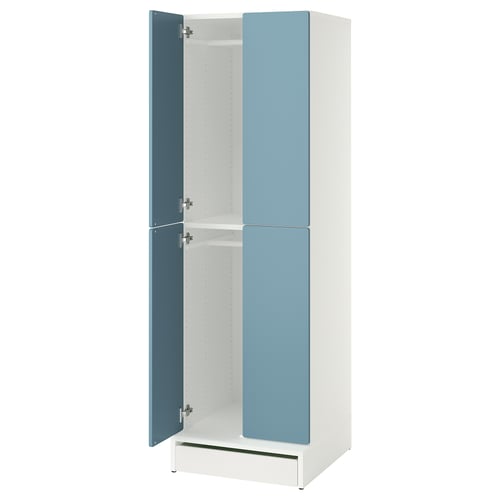 SMÅSTAD / UPPFÖRA armoire-penderie, blanc bleu/avec 2 tringles à vêtements, 60x65x196 cm (235 ...