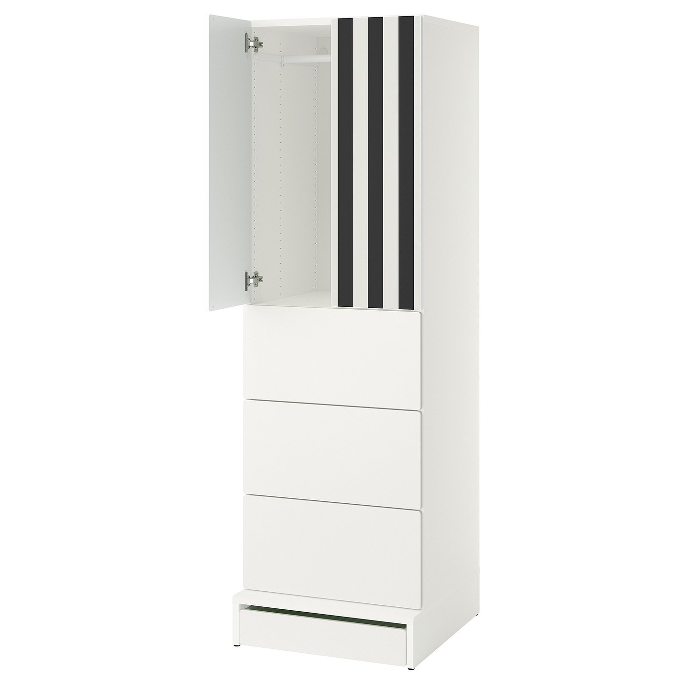 SMÅSTAD / UPPFÖRA armoire-penderie, blanc rayure/blanc avec 3 tiroirs, 60x65x196 cm (235/8x255 ...